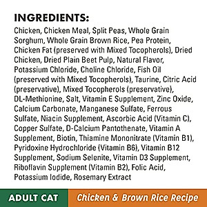 NUTRO WHOLESOME ESSENTIALS Natural Dry Cat Food, Adult Cat Chicken & Brown Rice Recipe Cat Kibble, 5 lb. Bag