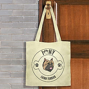 Custom Canvas Tote Shopping Bag I Love Paw My Cairn Terrier Dog Cairn Terrier Reusable Beach Bags for Women Black Design Only