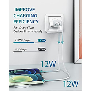 iPhone Charger, 25W USB C Charger Dual Ports USB Type C Fast Charger with 3FT 20W USB C to Lightning Cable MFi Certified Type C PD Charger for iPhone 14/13/12/12 Pro/12 Pro Max/11/11 Pro/XS Max/XR/X/8