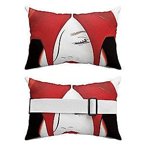 YOKOU Throw Pillow Covers Cases, Sexy Red High Heels Fashion Woman Face Durable Waterproof Cushion Covers with Strap, Ideal for Couches, Cars and Beach Chairs, 2pcs-12"X20"