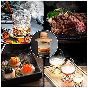 Cocktail Smoker Top for Infuse Cocktail, Whiskey, Wine, Meat, Cheese & BBQ Cocktail Smoking Kit Wood Shavings W/Cleaning Brush, Filter, Oak, Cherry Apple Hickory Wood Chips, Smoker Infuser Accessories