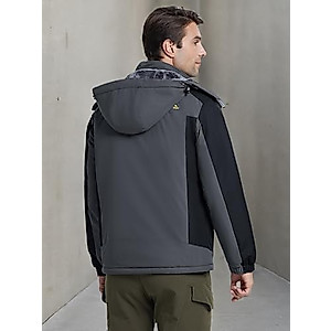 MAGCOMSEN Men Winter Jackets for Men Ski Jacket for Men Waterproof Jacket for Men Winter Coats for Men Rain Jacket Winter Parka Jacket Grey Black