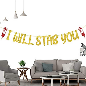 I Will Stab You Banner, Congrats Nurse/BSN Grad Banner, Doctor Nurse Graduation Bunting Sign, Nursing School Grad Party Decoration Supplies