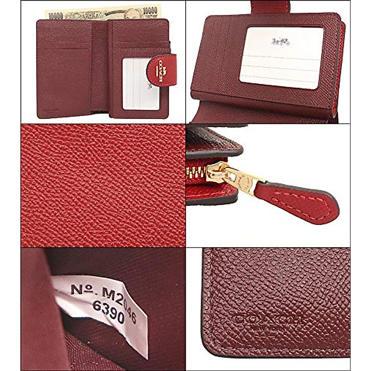 Coach Crossgrain Leather Medium Corner Zip Wallet Style No.6390 Red