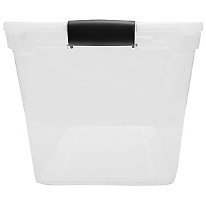 Homz 31 Quart Secured Seal Latch Extra Large Single Clear Stackable Storage Container Tote with Grey Handles for Home, Garage, or Basement (8 Pack)