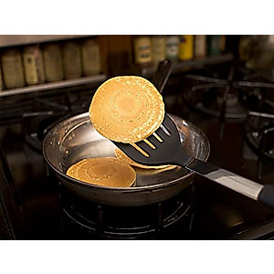 Daily Kitchen Spatula Heat Resistant Silicone and Stainless Steel - Slotted Turner Spatula Rubber Grip - Flexible Silicone Spatula Turner for Cooking and Non Stick Cookware - Versatile Kitchen Spatula