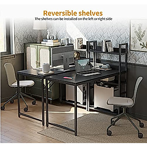 CubiCubi Computer Desk 40 inch with Storage Shelves Study Writing Table for Home Office,Modern Simple Style,Black