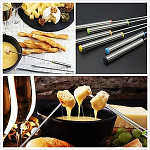 Fondue Sticks 6pcs Stainless Steel Smores Sticks with Heat Resistant Handle for Cheese Meat Chocolate Dessert Roast