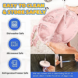 HippoBaby Silicone Baby Feeding Set | 10 Piece Baby Led Weaning Supplies | Toddler Plates Bowls Set with suction | Self Feeding Spoons | Plates for Baby Utensils | Toddler Feeding Supplies