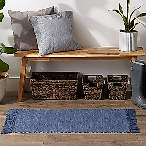 DII Woven Rugs Collection Ribbed Reversible Cotton, 2x3', French Blue & Off-White