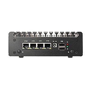 HUNSN Micro Firewall Appliance, Mini PC, OPNsense, VPN, Router PC, Intel Celeron N4505, RS41, AES-NI, 4 x 2.5GbE I226-V, Console, Type-C, HDMI, DP, SIM Slot, 4G RAM, 32G SSD