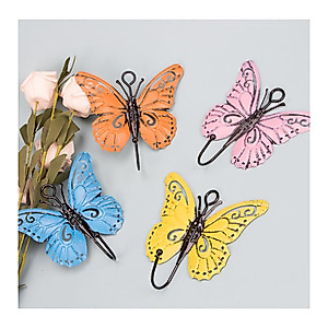 Comidox 4Pcs Cute Butterfly Coat Hooks Creative Decorative Butterfly Wall Hooks Perfect for Hanging Coats,Bags,Scarves,Towels and Keys Stylish Room Wall Decoration