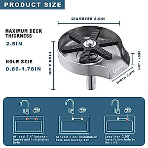Augctoer Glass Rinser for Kitchen, Spray Holes Faucet Glass Washer, Kitchen Sink Glass Rinser, Sink Cup Rinser,Bar Cup Washer, Removable,Stainless Steel,Brush Nickel (304 Stainless steel)