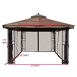 ALISUN Universal 12' x 12' Gazebo Mosquito Netting (Brown)