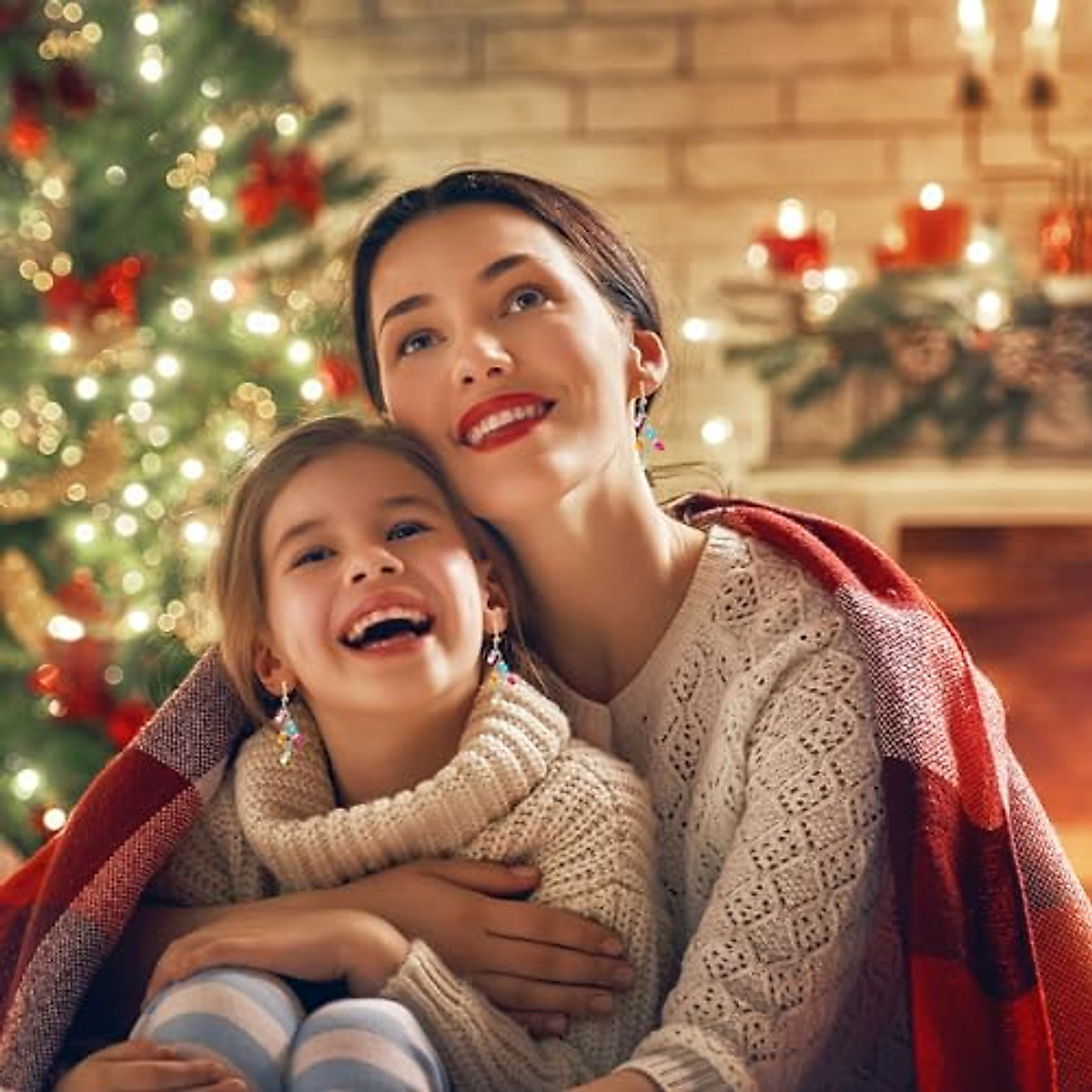 Ymimanchil Colorful Christmas Earrings for Women Christmas Light Bulb Earrings Crystal Christmas Dangle Earrings Xmas Holiday Earrings