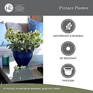 The HC Companies 12 Inch Pizzazz Decorative Round Planter - Lightweight Premium Resin Plant Pot with a Ceramic Look for Indoor Outdoor Use, Warm Red