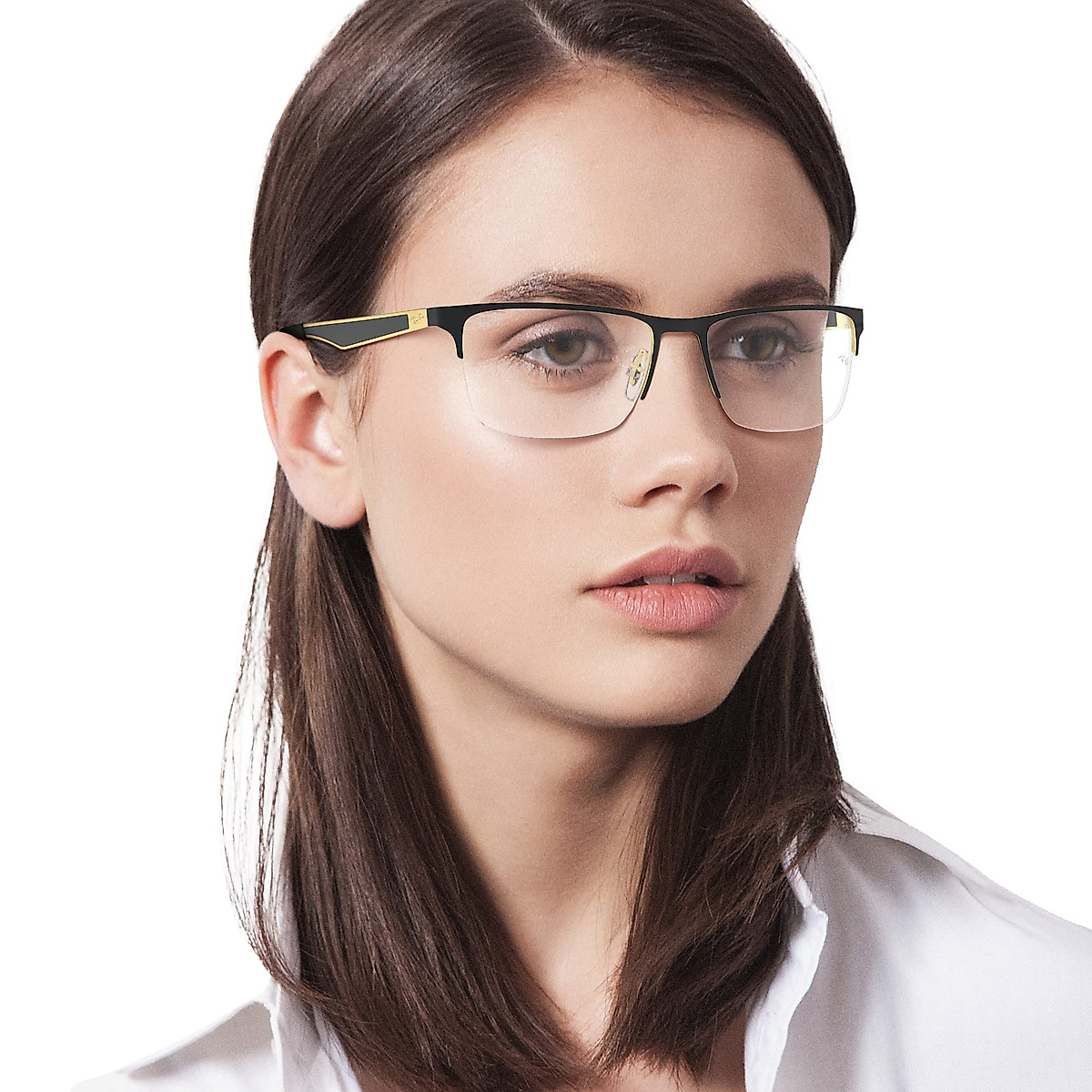 Ray-Ban RX6335 Rectangular Prescription Eyeglass Frames, Black On Arista/Demo Lens, 54 mm