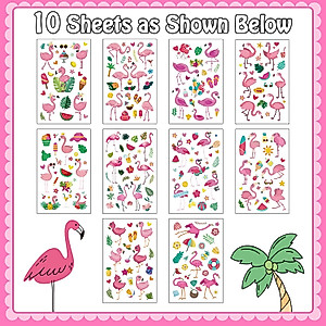 Cerlaza 235 Styles Hawaiian Luau Flamingo Temporary Tattoos for Kids Girls, Tropical Summer Fake Tattoo Stickers Aloha Beach Pool Party Supplies Favors Decorations (10 Sheets)
