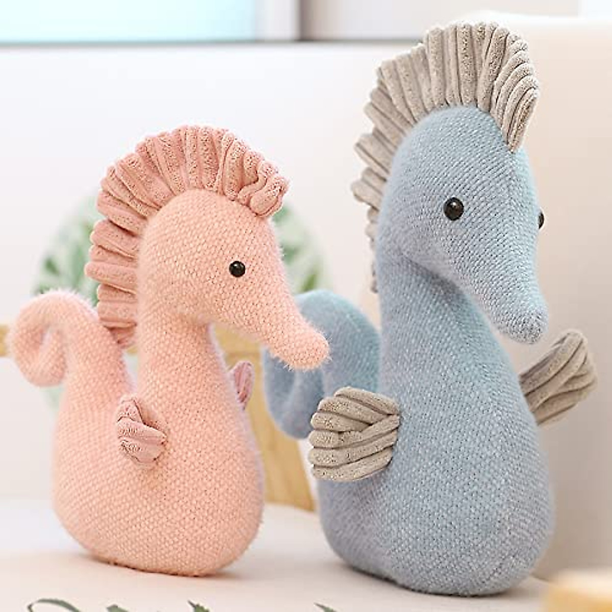 Ruzucoda Stuffed Sea Horse Plush Animals Toys Seahorse Dolls Decorations Gifts for Kids Boys Girls 8.6 Inches (Pink)