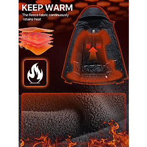 FREE SOLDIER Men's Waterproof Ski Jacket Fleece Lined Warm Winter Snow Coat with Hood Fully Taped Seams(Black,XXL)