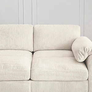 Bumblr Oversized Corduroy Sectional Couches for Living Room with Movable Ottoman, 6 Seater Modern Convertible L Shaped Modular Sectional Sofa with Reversible Chaise, Comfy Corner Sofa Couch Set, Beige