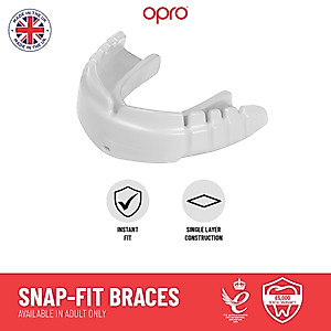 OPRO Snap-Fit Instant Level Adult and Youth Sports Mouthguard for Braces with Strap, Gum Shield for Hockey, Lacrosse, Rugby, MMA, Boxing and Other Contact and Combat Sports (Green, Mint Flavoured)