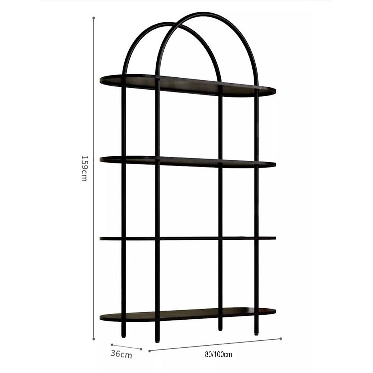zktoermn Arched Bookcase, 4-Tier Open Bookshelf Modern Metal Bookshelf Freestanding Display Rack Tall Shelving Unit for Office, Bedroom, Living Room (Color : White, Size : 80x36x159cm)