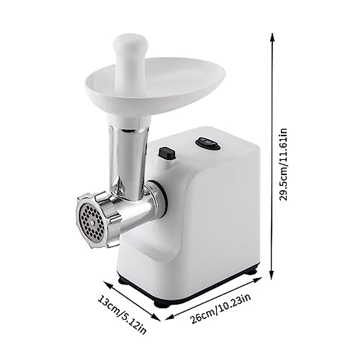 Meat Grinder, 1000W Stainless Steel Sausage Maker with 3 Plates, Sausage Stuffer Tube and Food Pusher, Meat Grinder Electric, for Home & Kitchen (White)