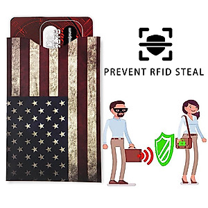 RFID Blocking Sleeves (10 RFID Blocking Sleeves, 5 Unique Designs) Identity Theft Protection Travel Case Set (American Element) (Side Load)