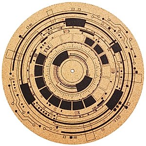 TazStudio Premium slipmat - Cork Turntable Mat [4mm Thick] for Better Sound Support on Vinyl LP Record Player - Cork mat Original Geometric Design Psychedelic Geometric Analog Art-m9