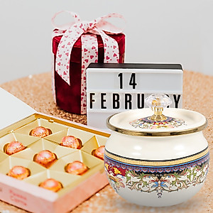 HOLIDYOYO Kitchen Enamel Stockpot with Lid, 280ml Retro Cooking Pot, Stew Bean Simmer Pot, Soup Pot Candy Cookie Jar Container for Induction Cookers, Gas Stove