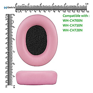 Geekria NOVA Replacement Ear Pads for Sony WH-CH700N, WH-CH710N, WH-CH720N Headphones Ear Cushions, Headset Earpads, Ear Cups Repair Parts (Pink)