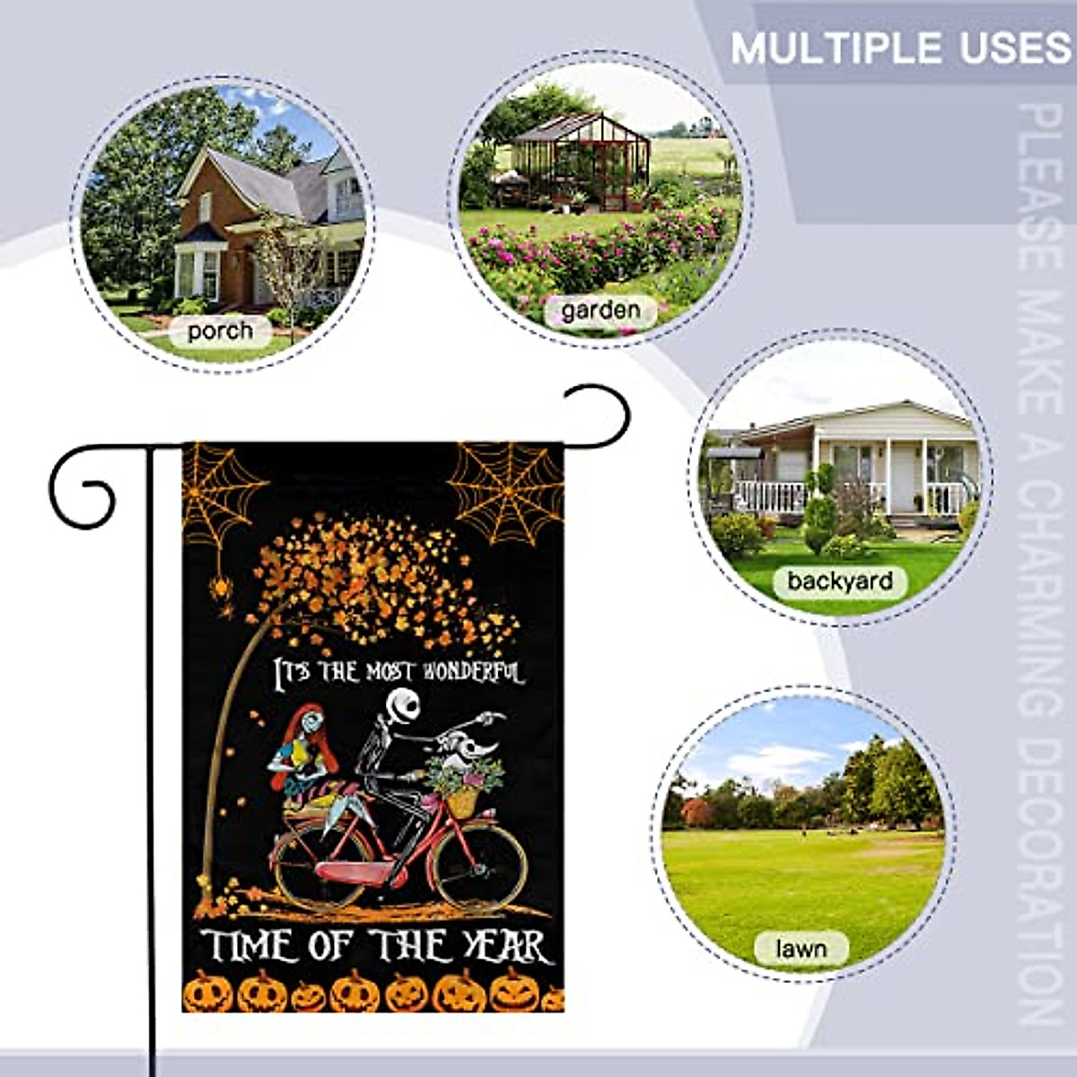 2pcs Classic Horror Movie Halloween Garden Flag Vertical Double Side Printing, Halloween Decorations Yard Outdoor Decoration 12" x 18"