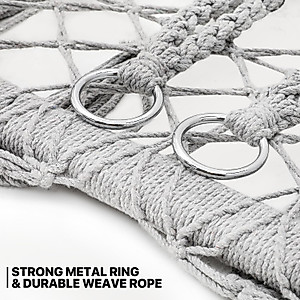 MoNiBloom Outdoor 2 Seat Hammock Chair with 3 Cushion, Indoor/Outdoor Hanging Macrame Swing Boho Chair for Adults, Max 700 lbs Capacity Patio Hanging Chair Porch Hammock Chair Hanging Rope Swing, Grey