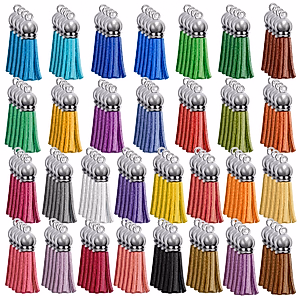 Paxcoo 120Pcs Keychain Tassels Acrylic Keychain Blanks Keychain Rings Bulk for DIY Keychain Key Rings Craft Supplies