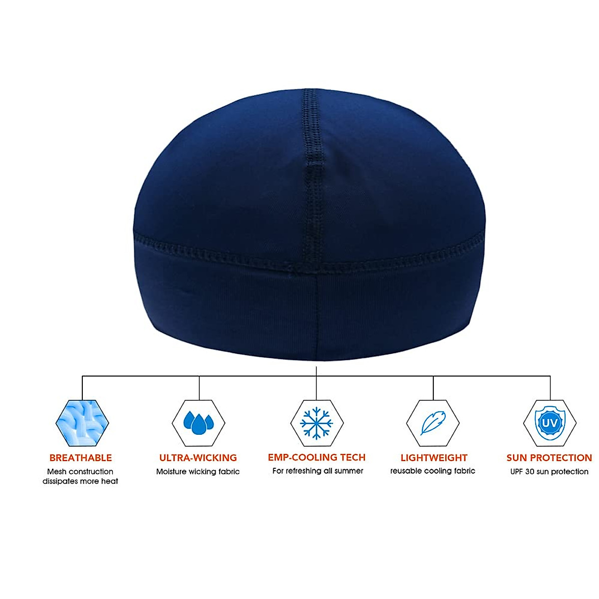Low-Profile Cooling Helmet/Hard hat Liner, Stretch Working Cap, Summer Sweat Wicking Skull Cap, Running Beanie Sun Protection