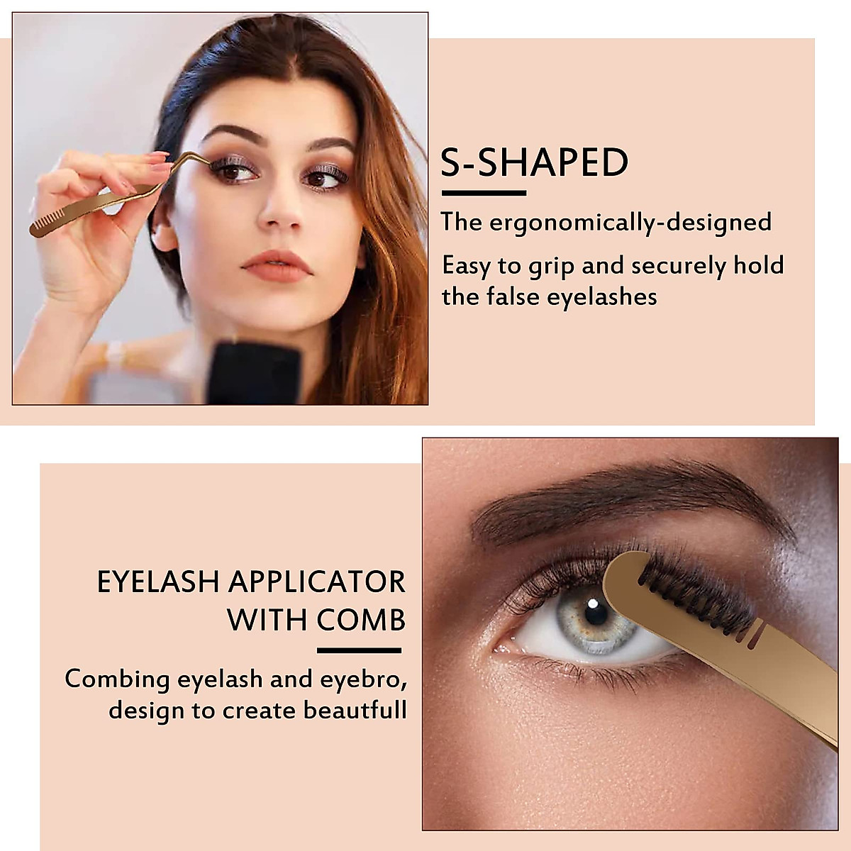Lash Applicator Tool Eyelash Applicator Tool 2 Pieces for Lash Clusters B&Q Lash Extension Tweezers Gold Eyelash Tweezers DIY Lash Applicator Tweezers Set (Golden,2pcs)