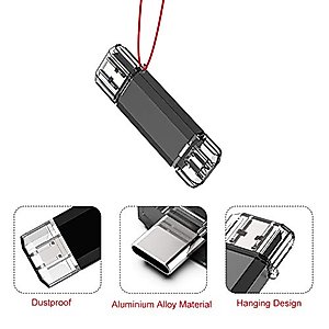 Vansuny 64GB Flash Drive 2 in 1 OTG USB 3.0 + USB C Memory Stick with Keychain Dual Type C USB Thumb Drive Photo Stick Jump Drive for Android Smartphones, Computers, MacBook, Tablets, PC