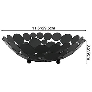 Patioer Metal Fruit Bowl Basket Decorative Fruit Basket 11.6 Inch, Large Round Centerpiece Bowl Countertop Fruit Holder Stand for Home Decor, Kitchen, Countertop, Counters, Black
