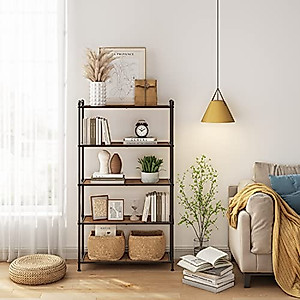 Tajsoon 5 Tier Bathroom Shelf Unit Free Standing Shelves, Widen Display Shelf, Multipurpose Storage Shelf for Bathroom, Kitchen, Entryway, Living Room, Industrial Style, Metal