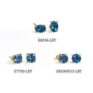 YoTreasure 2.20 ct. t.w. London Blue Topaz Solid 10k Yellow Gold Stud Earrings Jewelry