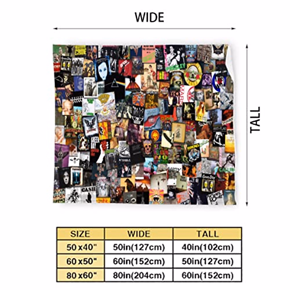 Band Collage Ultra-Soft Throw Blankets Soft and Comfortable Fits Couch Sofa Bedroom Living Room for All Season Durable Home Decor