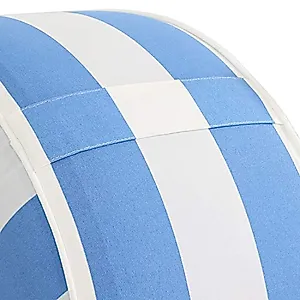 Sunnydaze Indoor and Outdoor Inflatable Ottoman - All-Weather, Water-Resistant Blow Up Footstool - Portable Patio Furniture - Lawn, Garden and Travel Inflatable Pouf - Beach-Bound Stripe