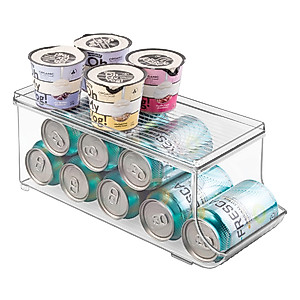 iDesign Plastic Food and Soda Can Lid for Refrigerator, Freezer, and Pantry for Organizing Tea, Pop, Beer, Water, BPA-Free, 13.75" x 5.75" x 5.75", Clear