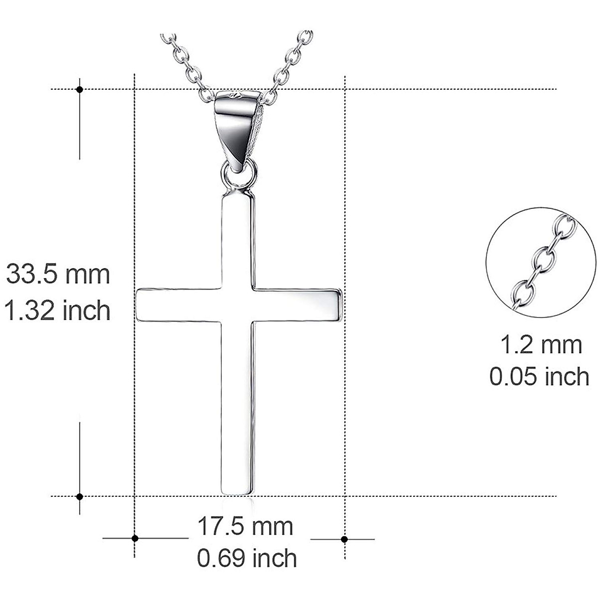 LUHE Small Cross Necklace Sterling Silver White Gold Plated Father Daughter Necklace for Men Women