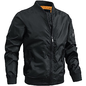 MOERDENG Men's Lightweight Bomber Jacket Outdoor Windbreaker Varsity Jacket Softshell Coat