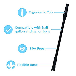 Hydrojug Straw 1pk - Washable, Reusable Water Bottle Accessory - Compatible with All HydroJug Water Bottles - Easy-to-Clean, Sustainable Straws with Bendable, Silicone Height Attachment - BPA Free