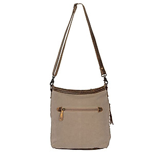 Myra Bag Canvas Zipper Pouch - Blending Taste Shoulder Leather, Rug, and Canvas Pouch with Adjustable Strap and Tasseled Front Pocket, Hobo Crossbody Bags for Women, Canvas Pouch with Zipper