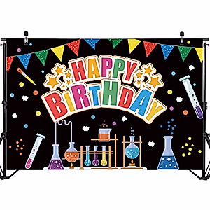 Science Party Backdrop Banner Decorations,Chemical Science Chemical Experiments Birthday Party Backdrop Background Banner Photo Booth Props Cake Table Decorations Supplies 71 x 49 inch