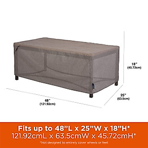 Modern Leisure Garrison Patio Ottoman/Coffee Table/Fire Pit Cover - Water-Resistant Fabric - Heavy-Duty Protection for Outdoor Patio Furniture - 48" L x 25" W x 18" H - Heather Grey